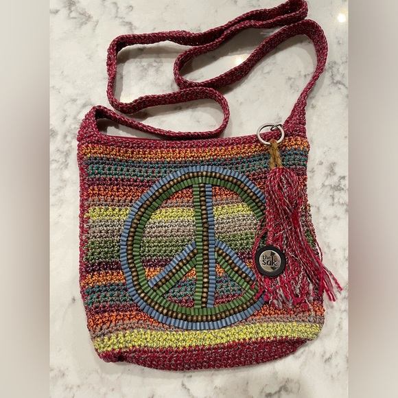 The Sak | Bags | The Sak Beaded Peace Sign Woven Crossbody Rainbow ...